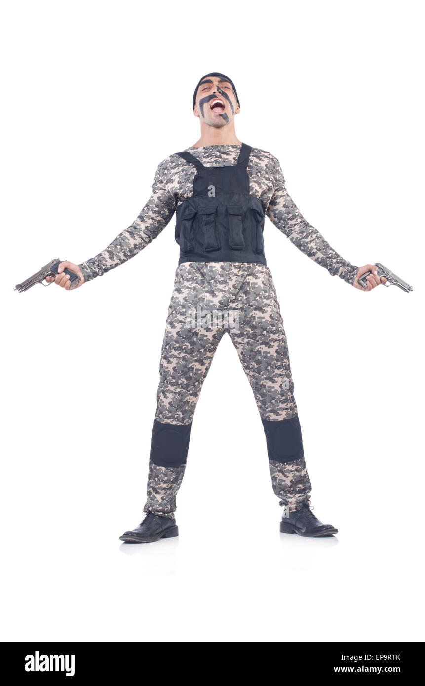Soldier isolated on the white background Stock Photo - Alamy