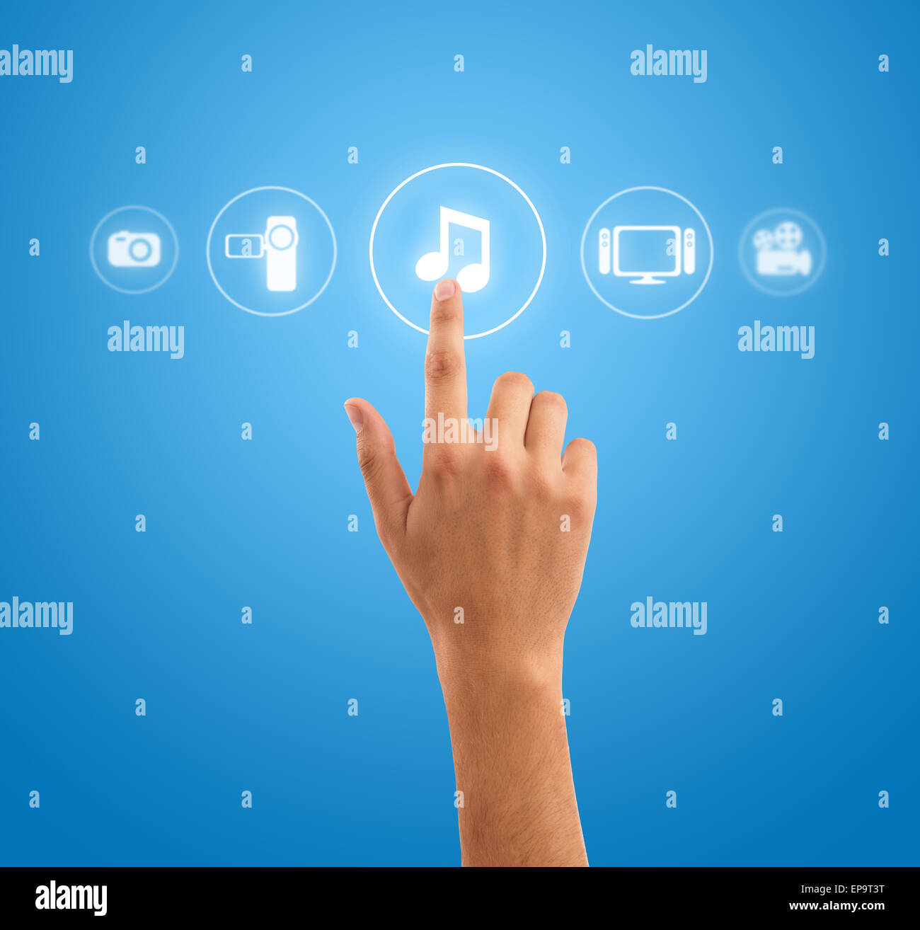 Hand pressing music note symbol hi-res stock photography and images - Alamy