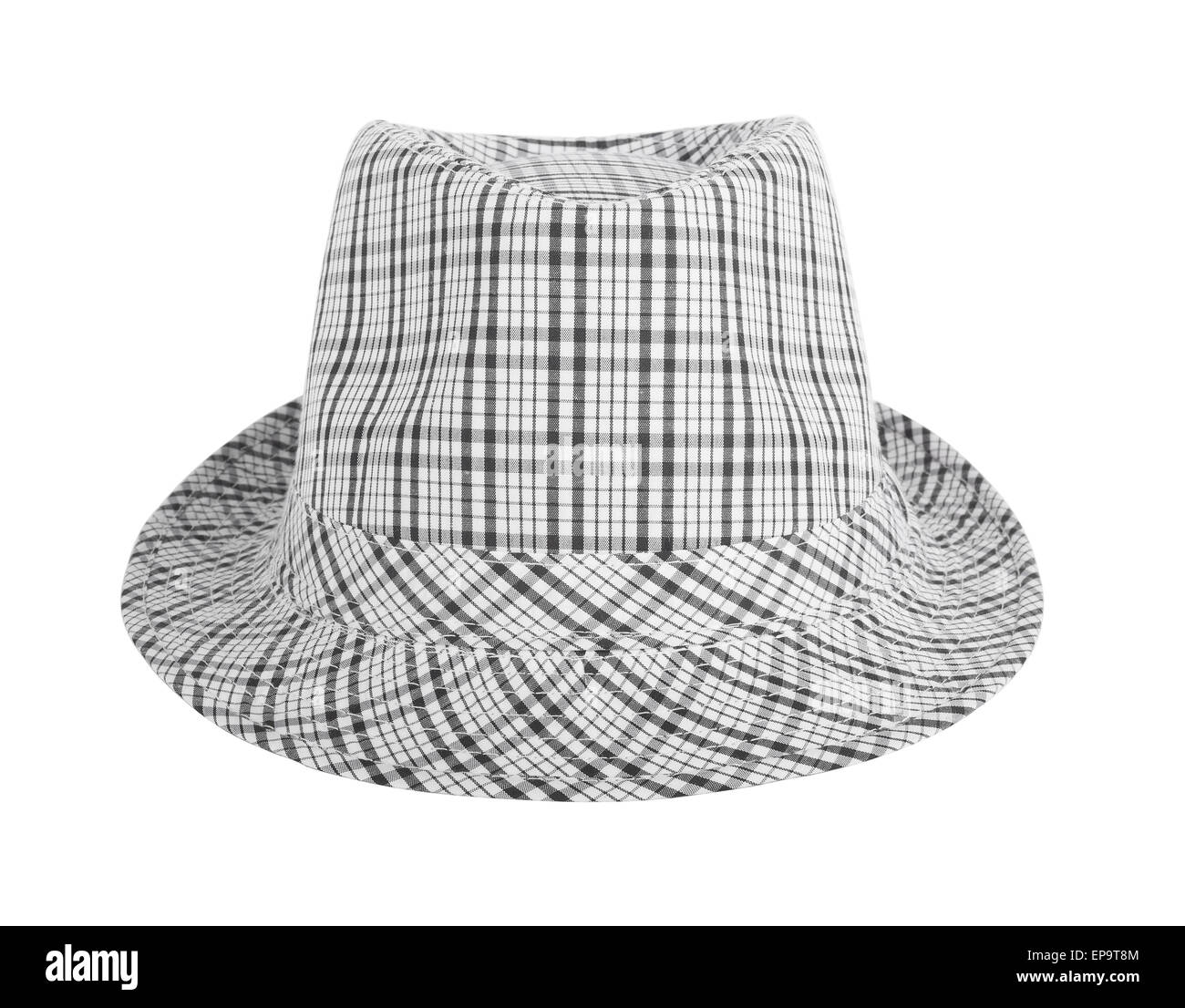 Monochrome checked hat for the summer on an isolated background Stock ...