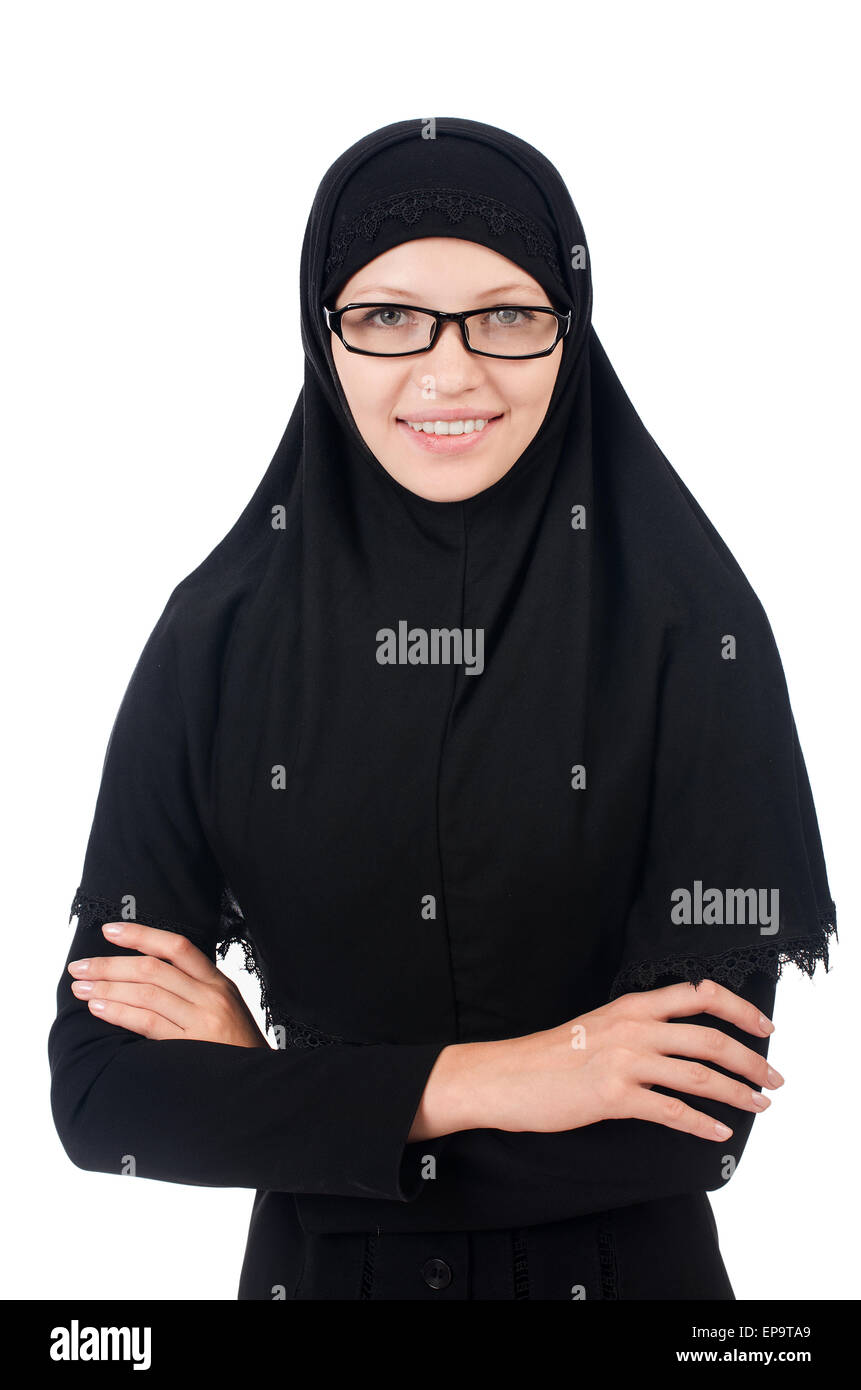 Woman with muslim burqa isolated on white Stock Photo - Alamy