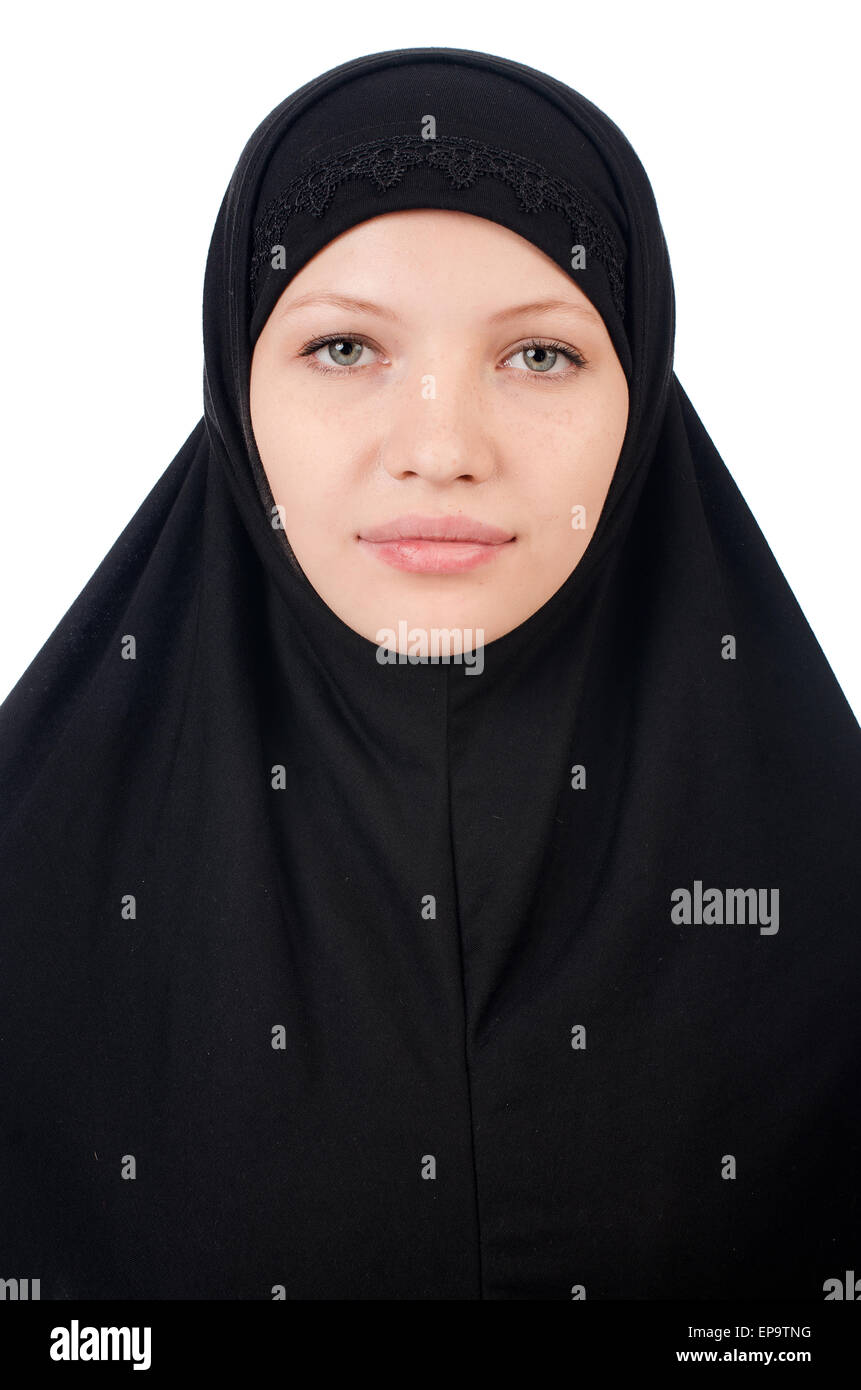 Woman with muslim burqa isolated on white Stock Photo - Alamy
