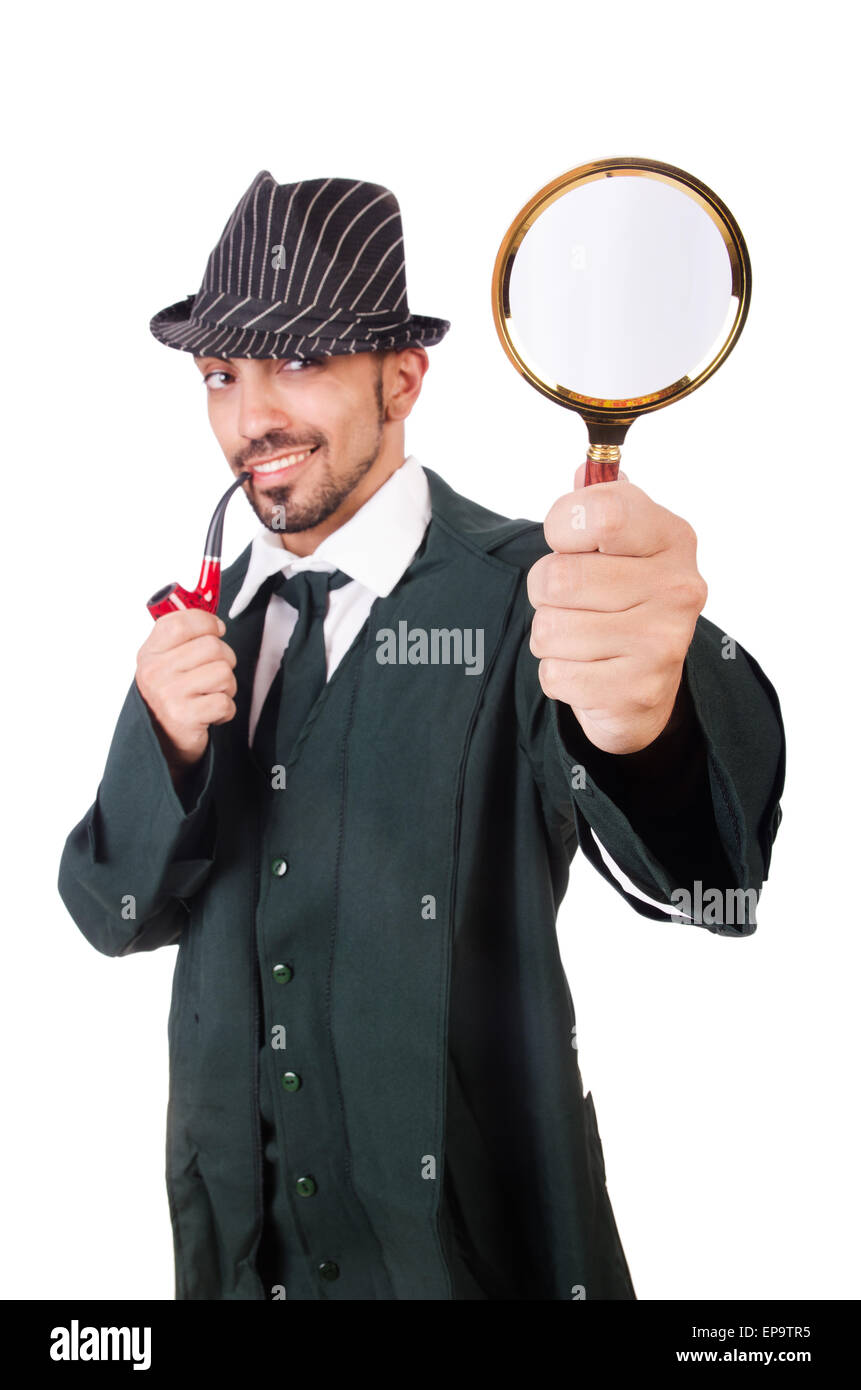 Young detective isolated on the white Stock Photo - Alamy