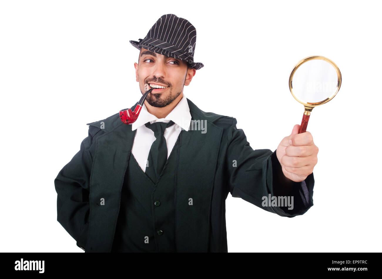 Young detective isolated on the white Stock Photo - Alamy