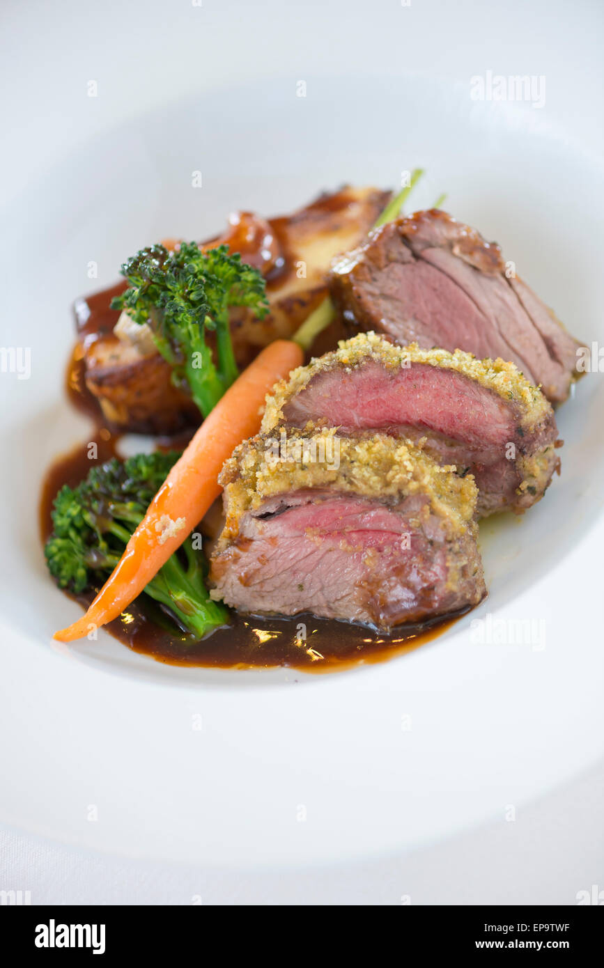 Roast rump of herb crusted Lamb Stock Photo - Alamy