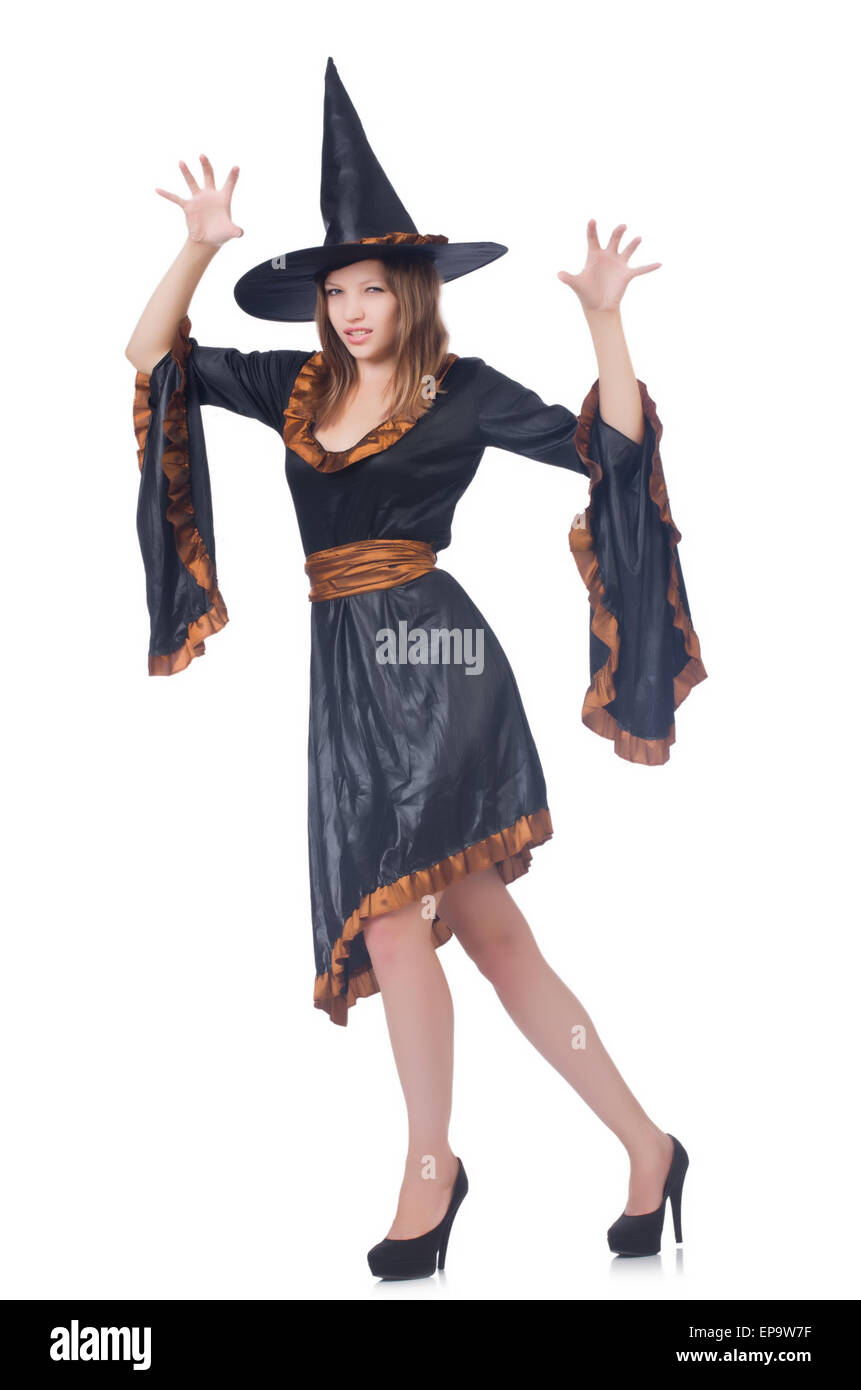 Witch isolated on the white background Stock Photo - Alamy