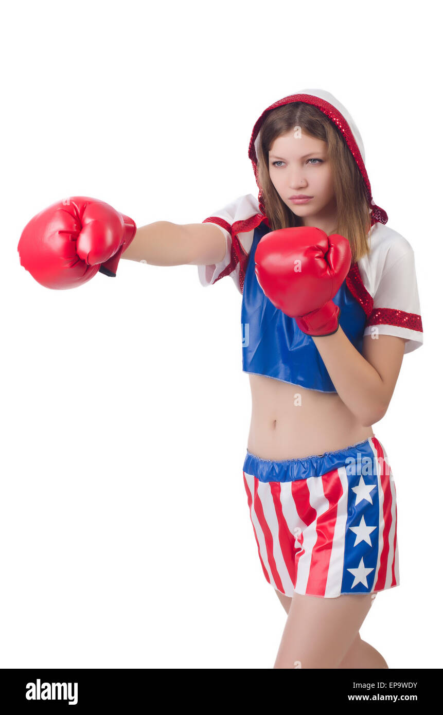 Woman boxer in uniform with US symbols Stock Photo - Alamy