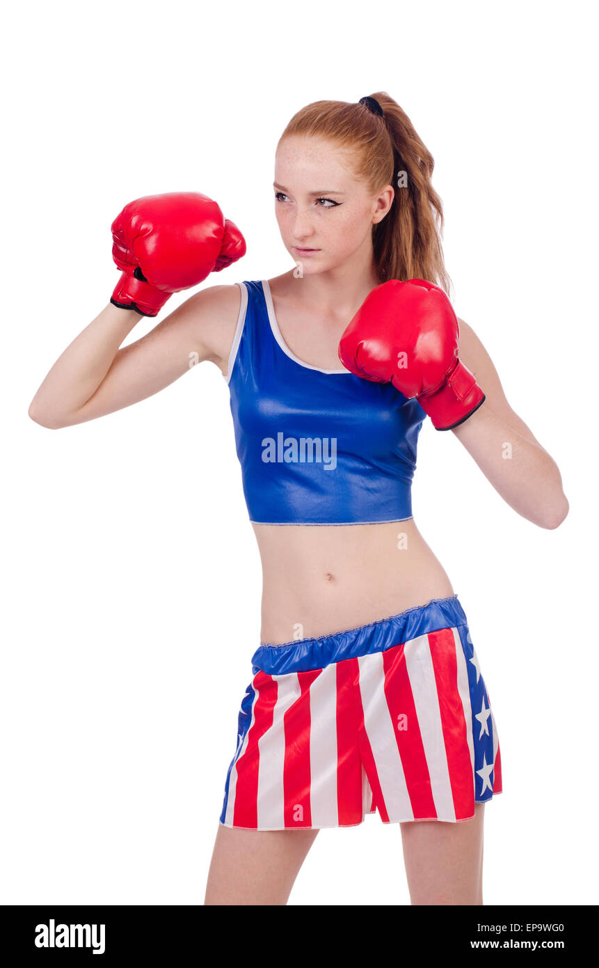 Woman boxer in uniform with US symbols Stock Photo - Alamy