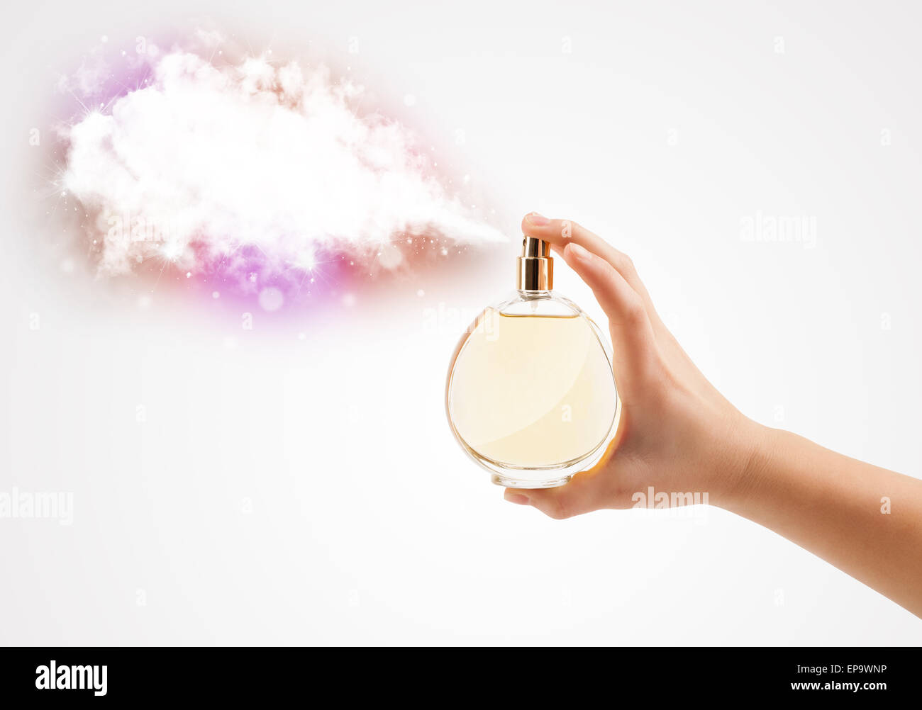 woman hands spraying colorful cloud Stock Photo - Alamy