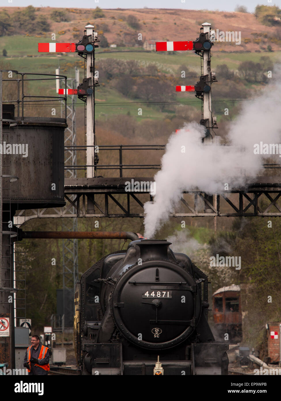 vintage steam locomotive 44871 LMS at Grosmont station,on The North ...