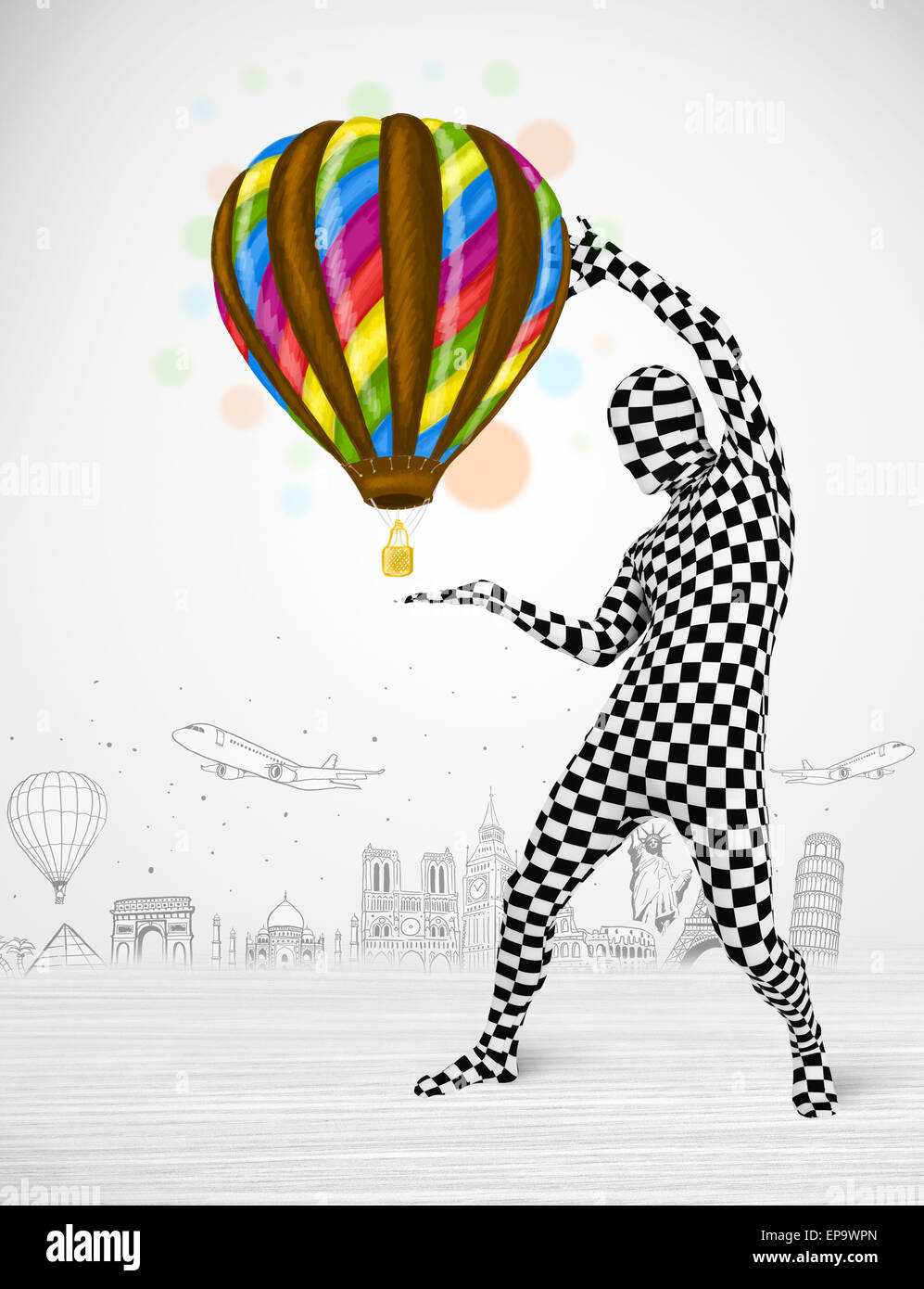 man in full body suit holding balloon Stock Photo - Alamy