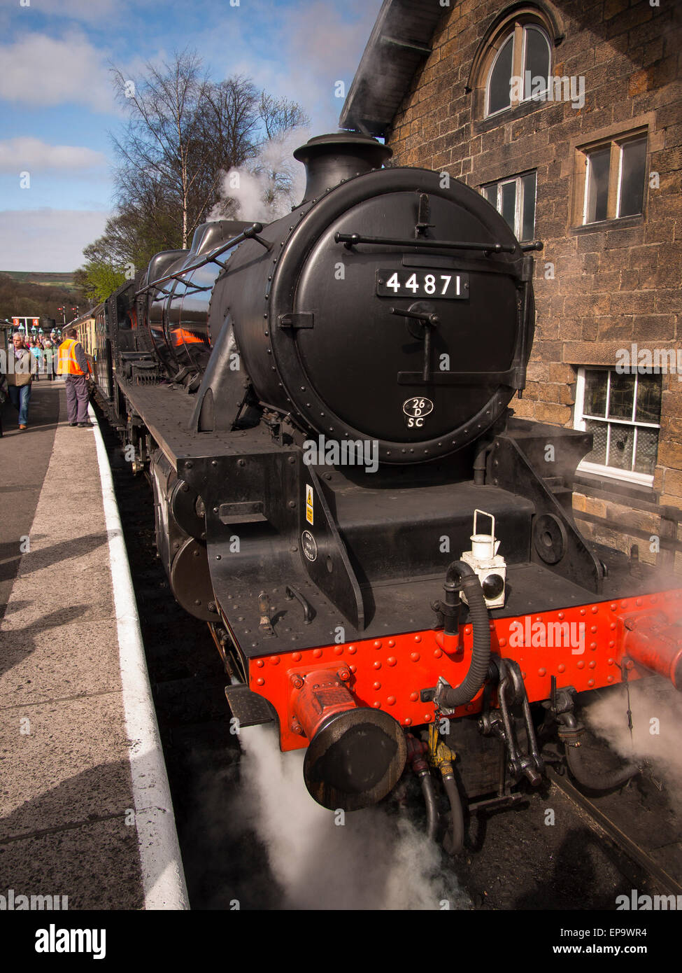 vintage steam locomotive 44871 LMS at Grosmont station,on The North ...