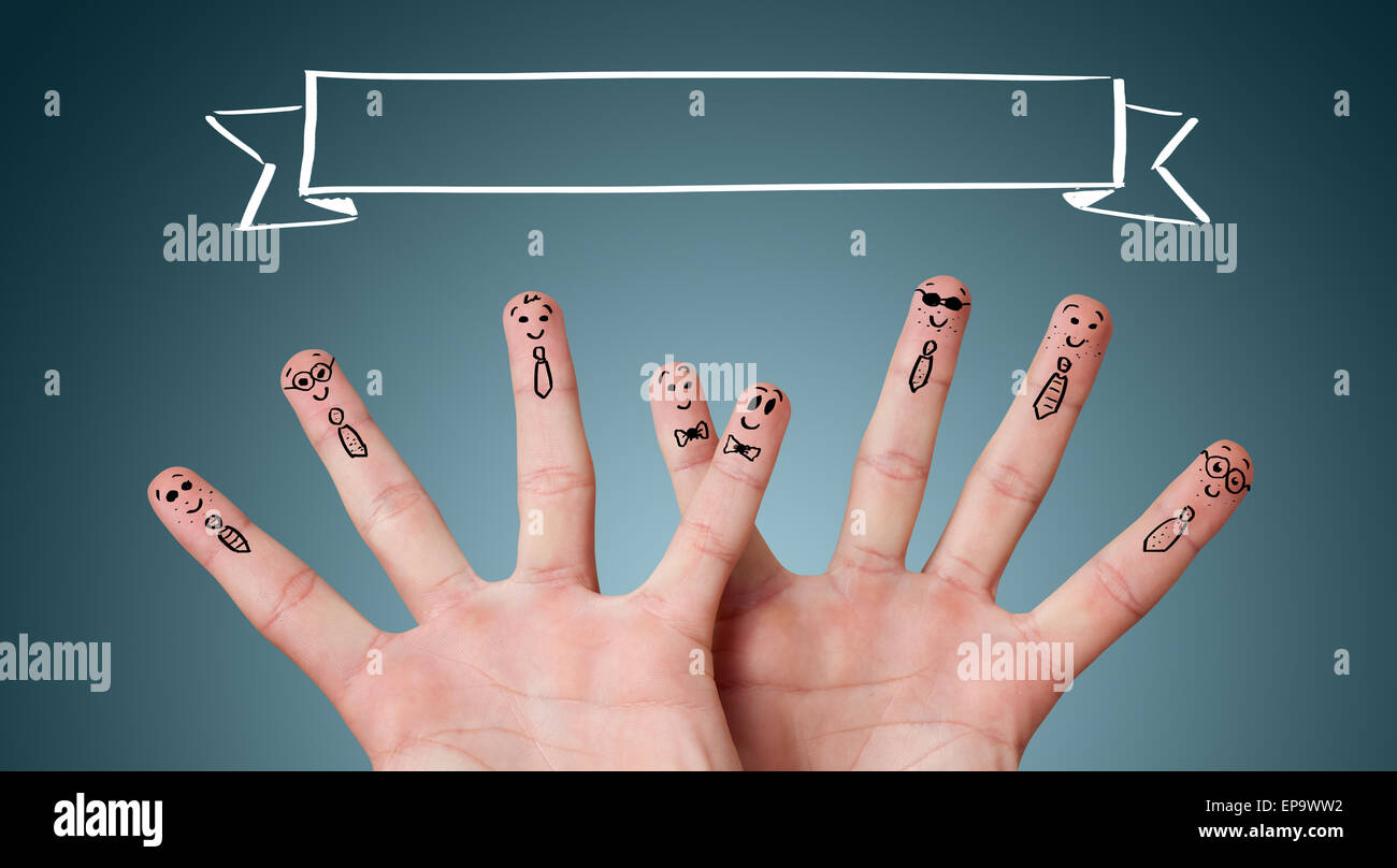 happy group of finger smileys Stock Photo - Alamy