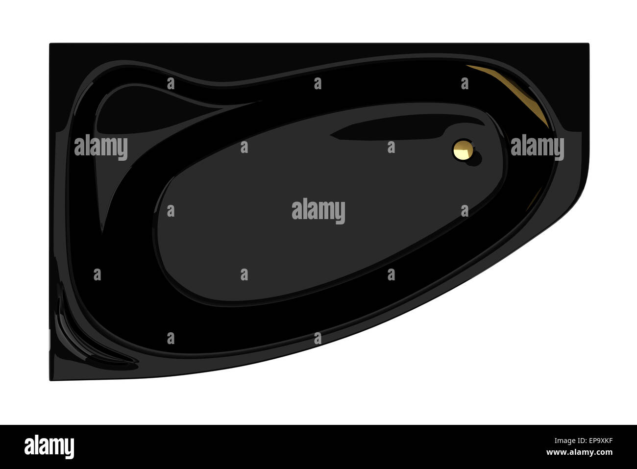 top view of modern black bathtub isolated on white Stock Photo - Alamy