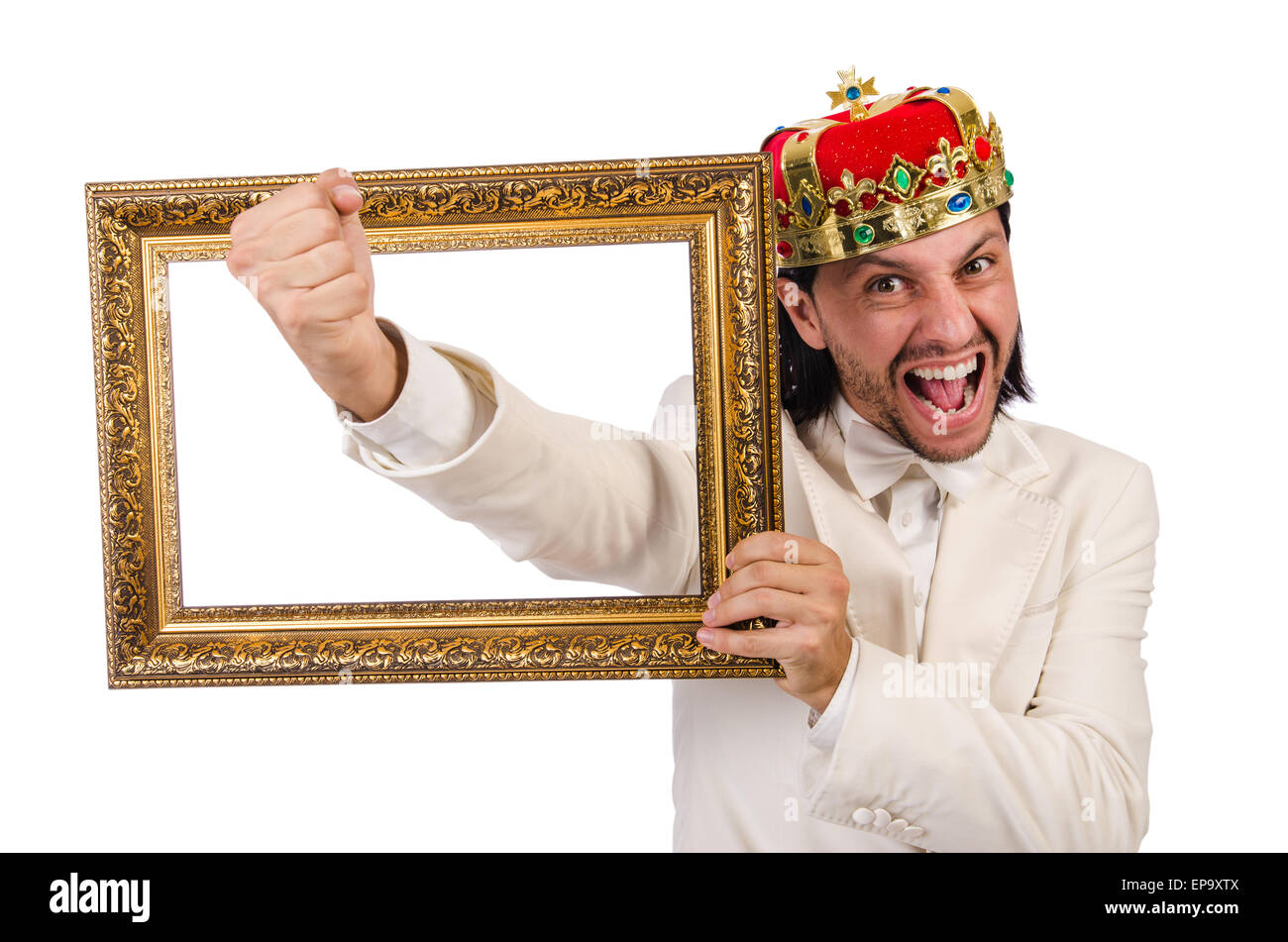 King with picture frame on white Stock Photo - Alamy
