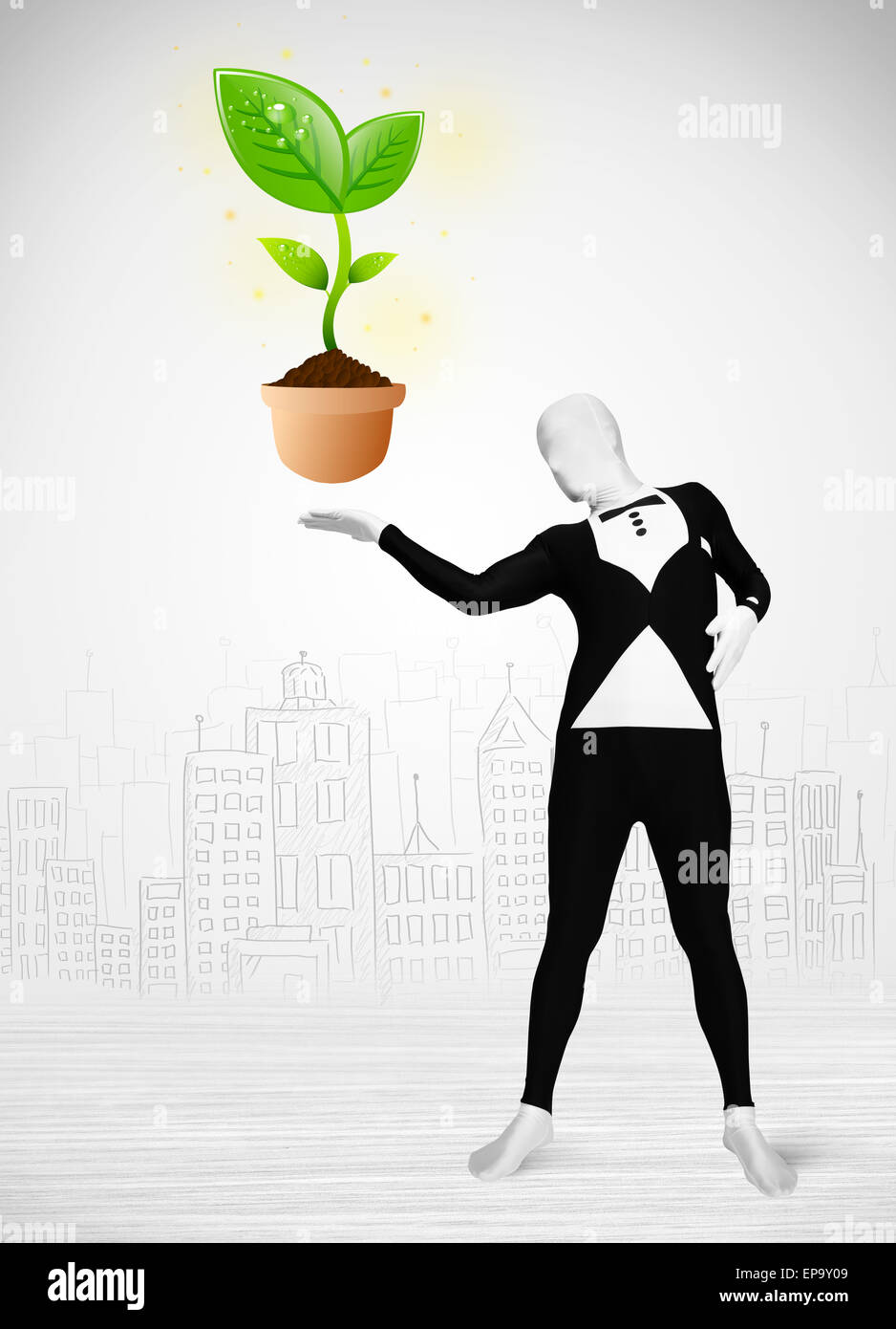 man in full body suit with eco plant Stock Photo - Alamy