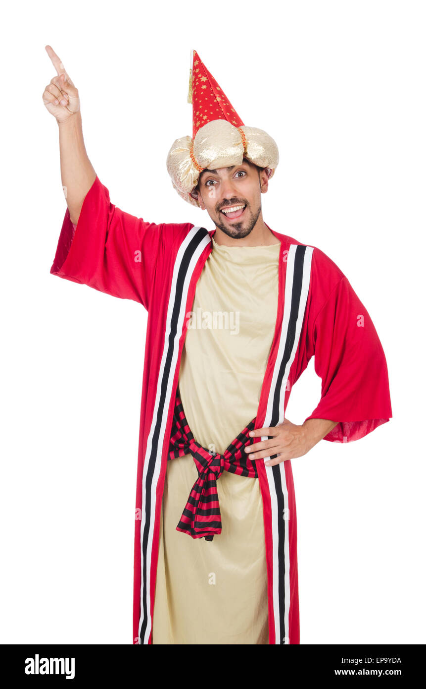 Wizard in costume isolated on the white Stock Photo - Alamy