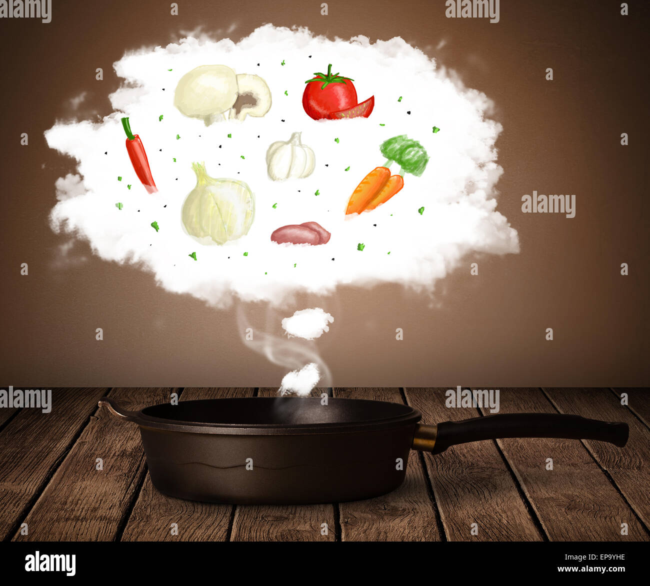 Vegetables in vapor cloud Stock Photo - Alamy