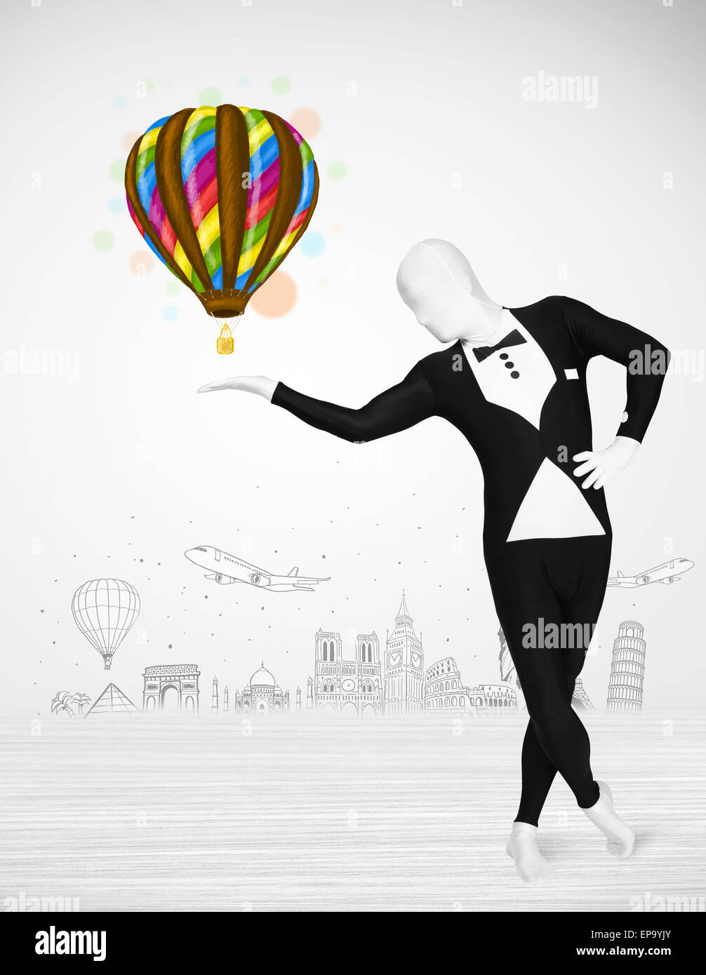 man in full body suit holding balloon Stock Photo - Alamy