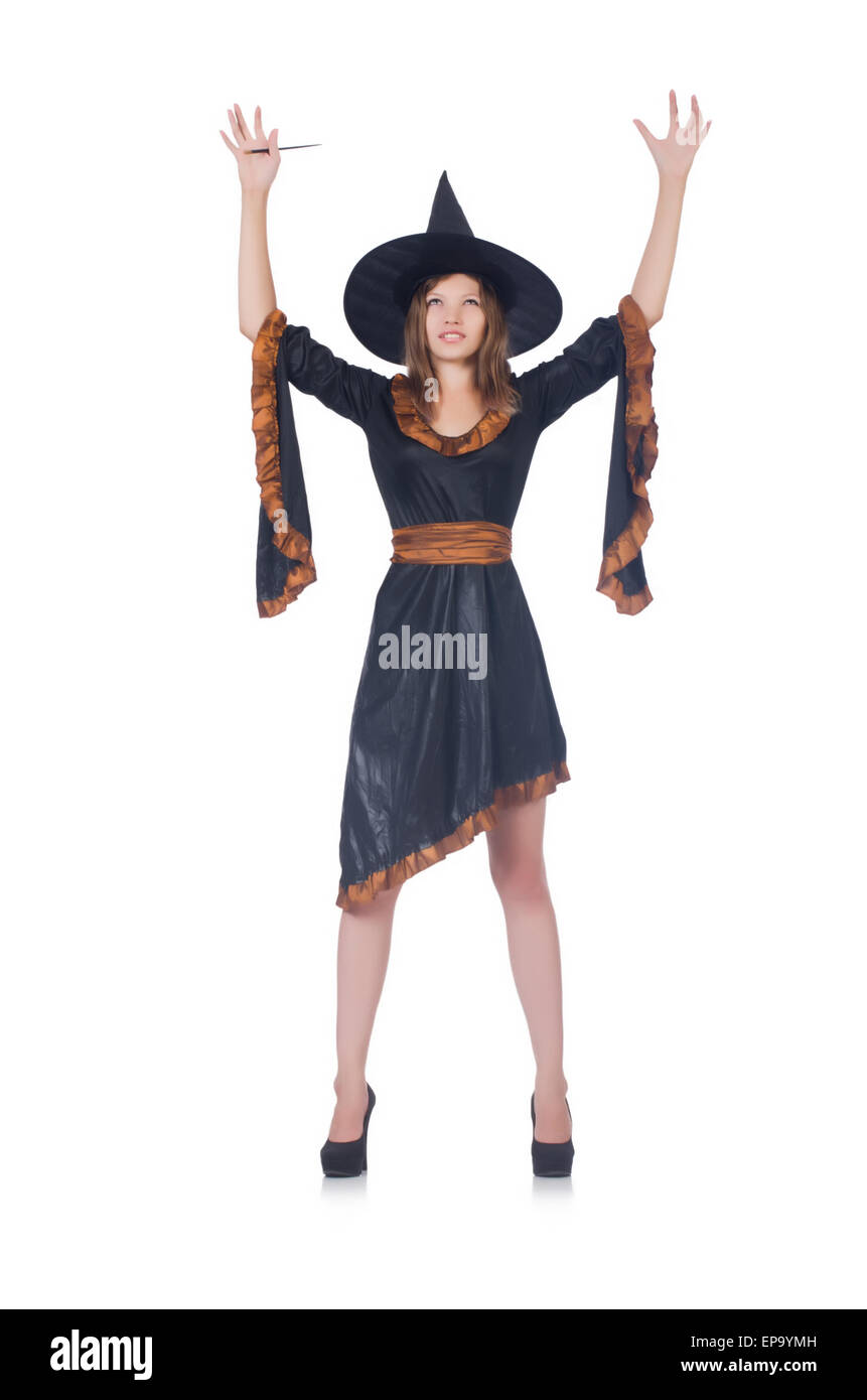 Witch isolated on the white background Stock Photo - Alamy