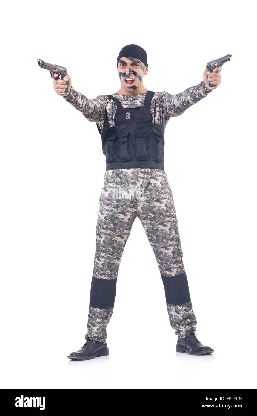 Soldier isolated on the white background Stock Photo - Alamy