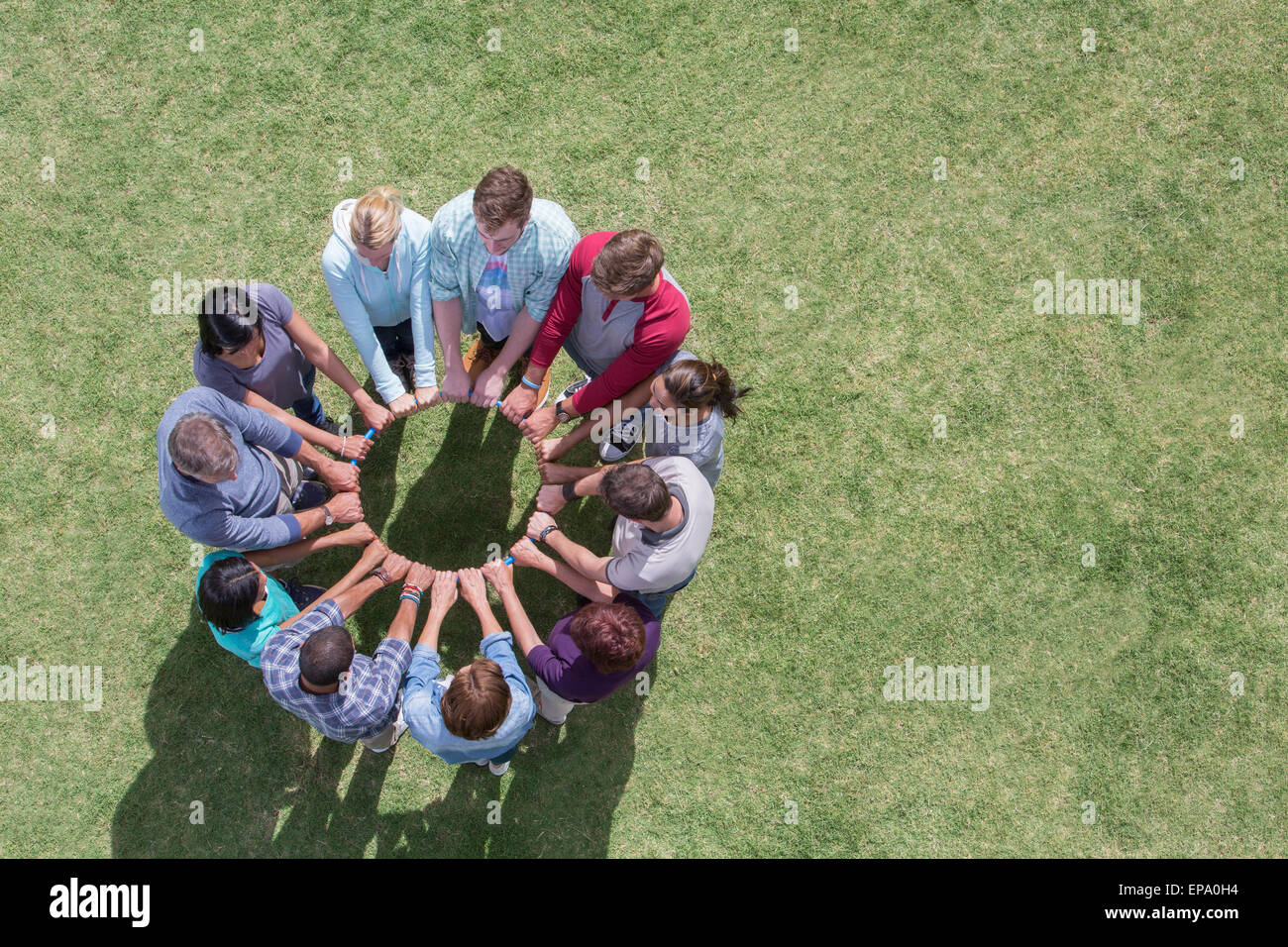 team connected circle plastic hoop field Stock Photo - Alamy