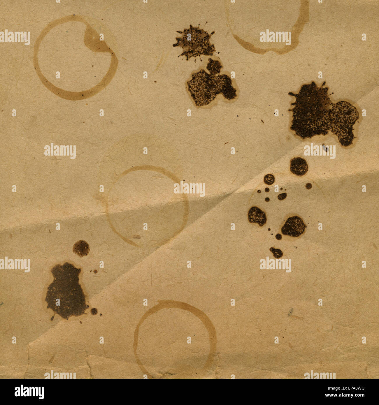 Old crumpled paper with stains of coffee or tea Stock Photo - Alamy