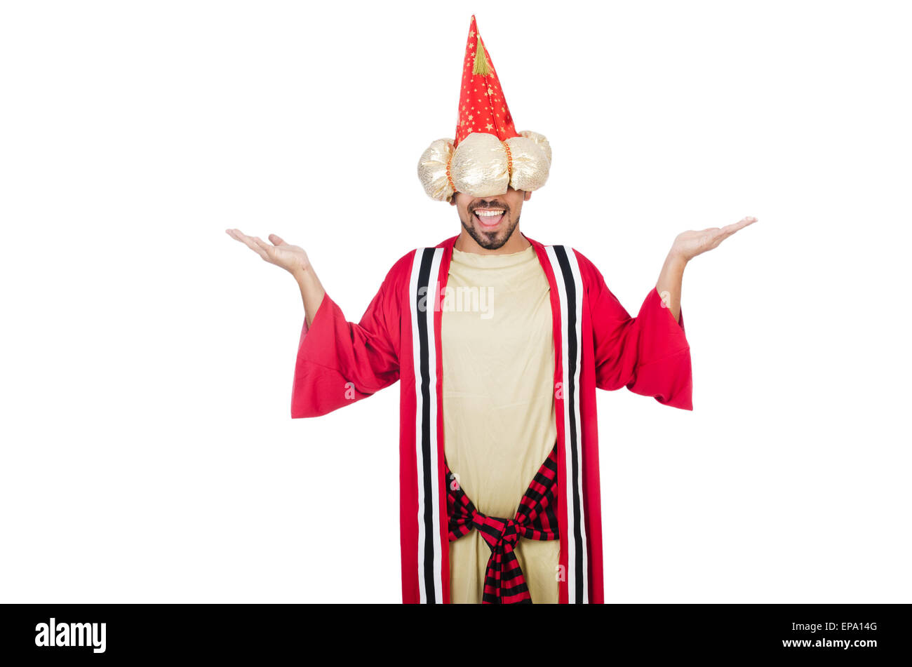 Wizard in costume isolated on the white Stock Photo - Alamy
