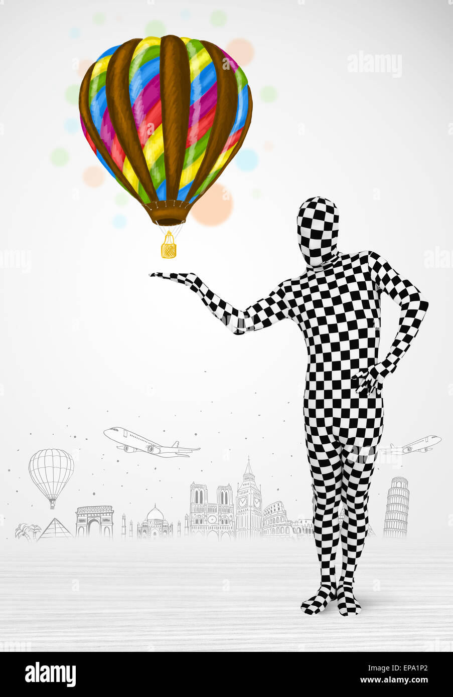 man in full body suit holding balloon Stock Photo - Alamy