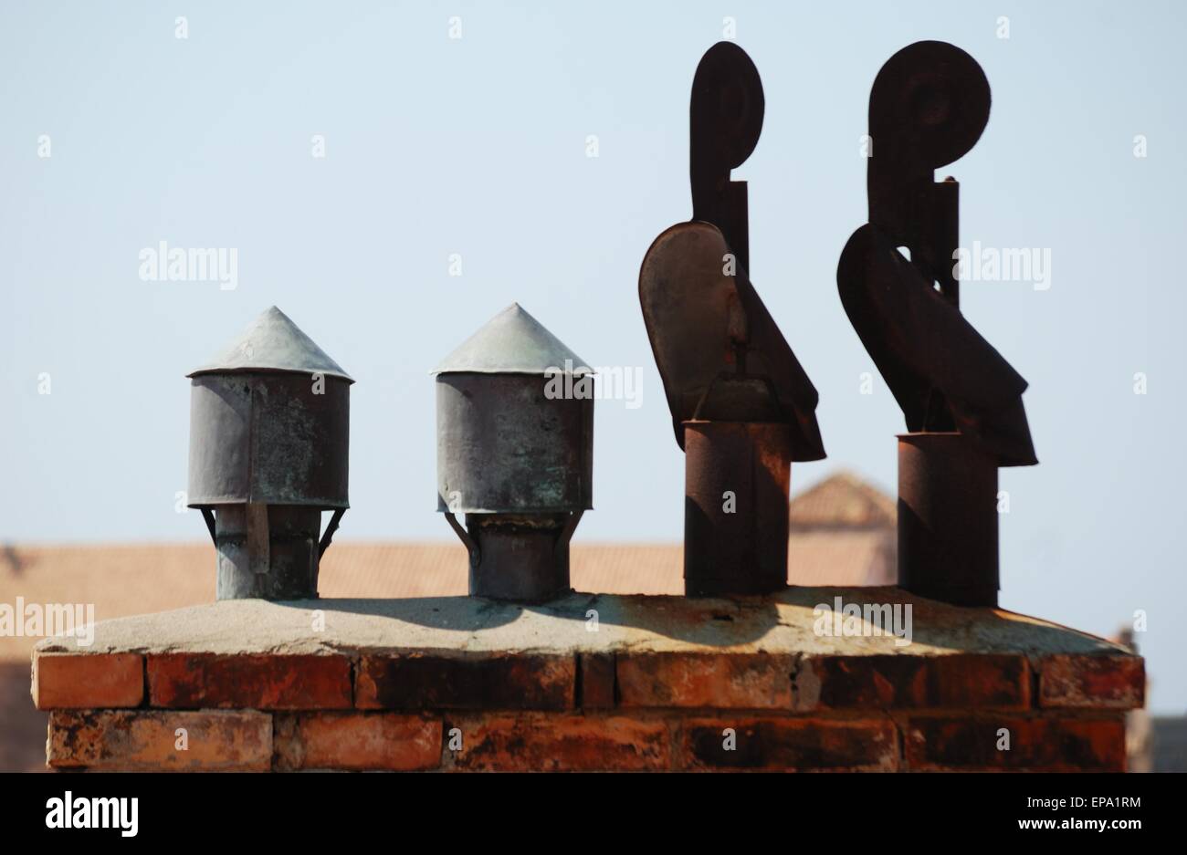 Unusual chimney pot cowls, Dubrovnik, Croatia Stock Photo - Alamy