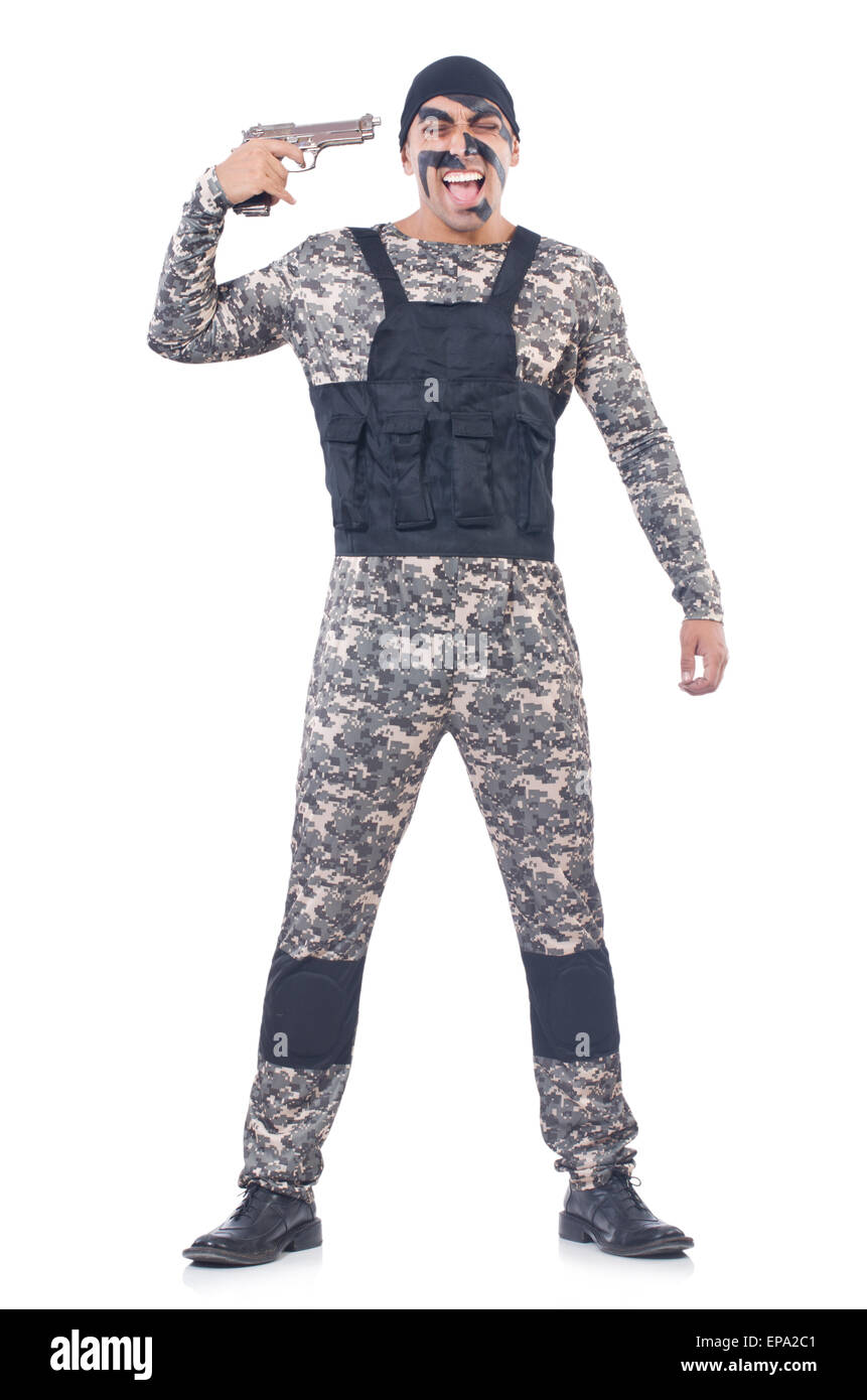 Soldier isolated on the white background Stock Photo - Alamy