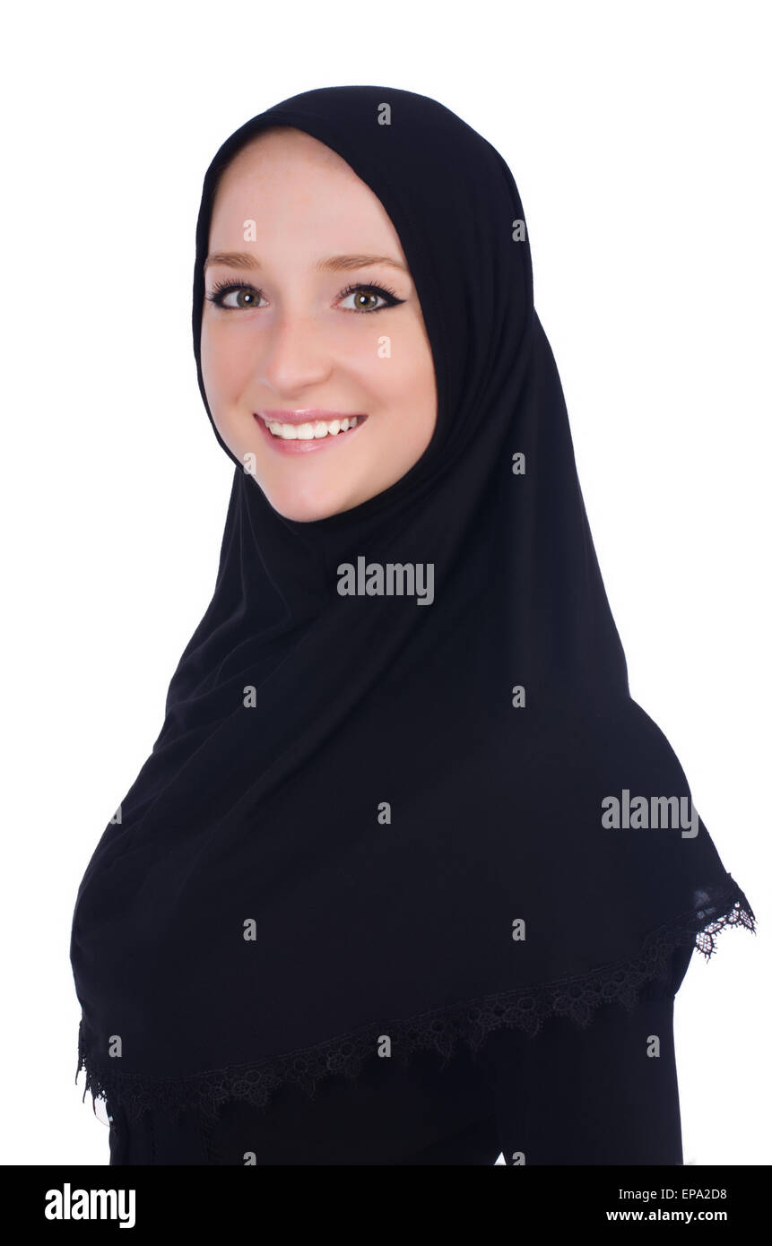 Woman with muslim burqa isolated on white Stock Photo - Alamy