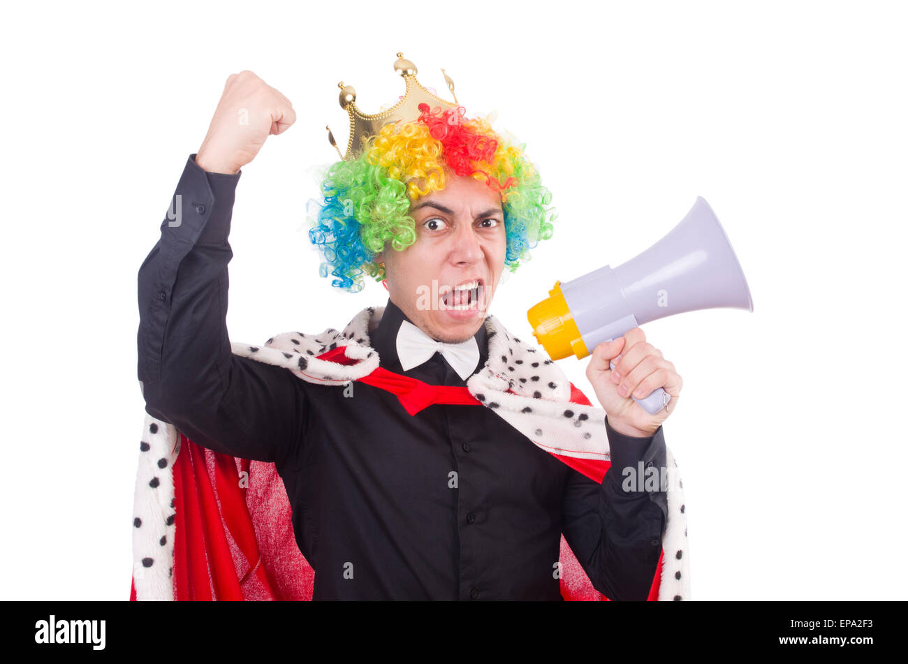 Businessman with crown isolated on white Stock Photo - Alamy