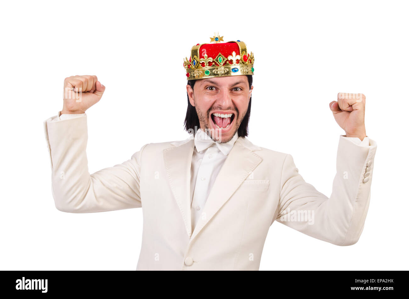 Funny king in white suit Stock Photo - Alamy