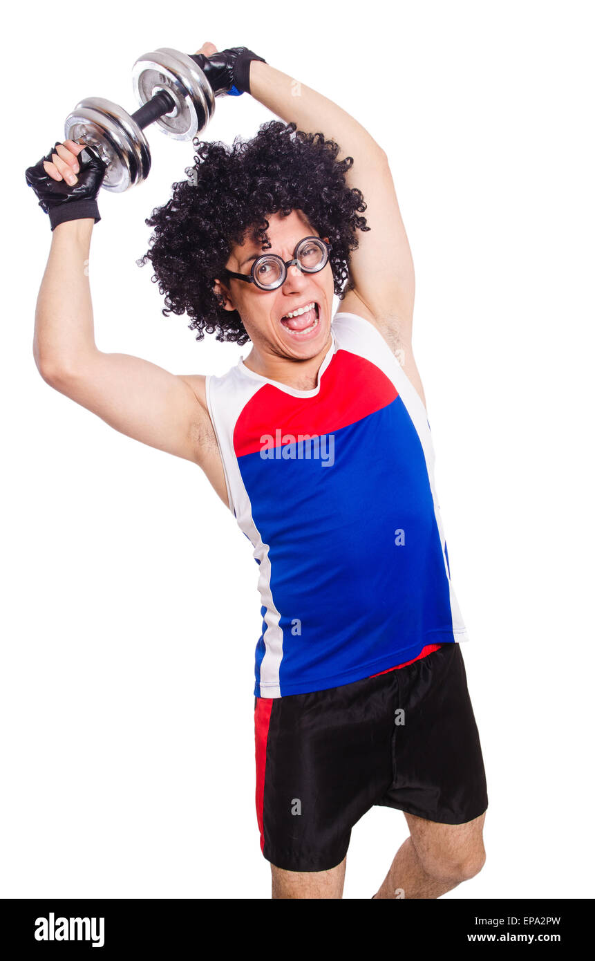 Comic athlete dumbbells young funny hi-res stock photography and images ...