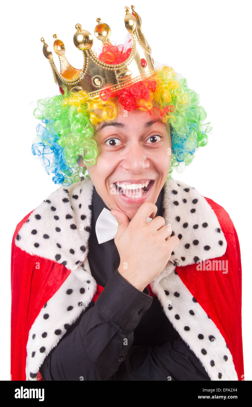 Businessman with crown isolated on white Stock Photo - Alamy