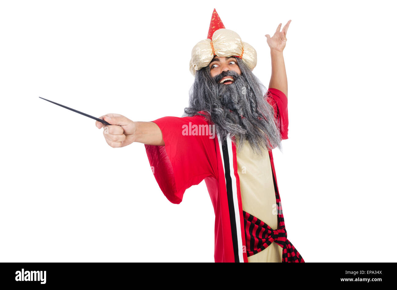 Wizard in costume isolated on the white Stock Photo - Alamy