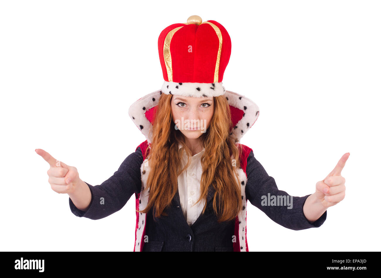 Woman queen isolated on the white background Stock Photo - Alamy