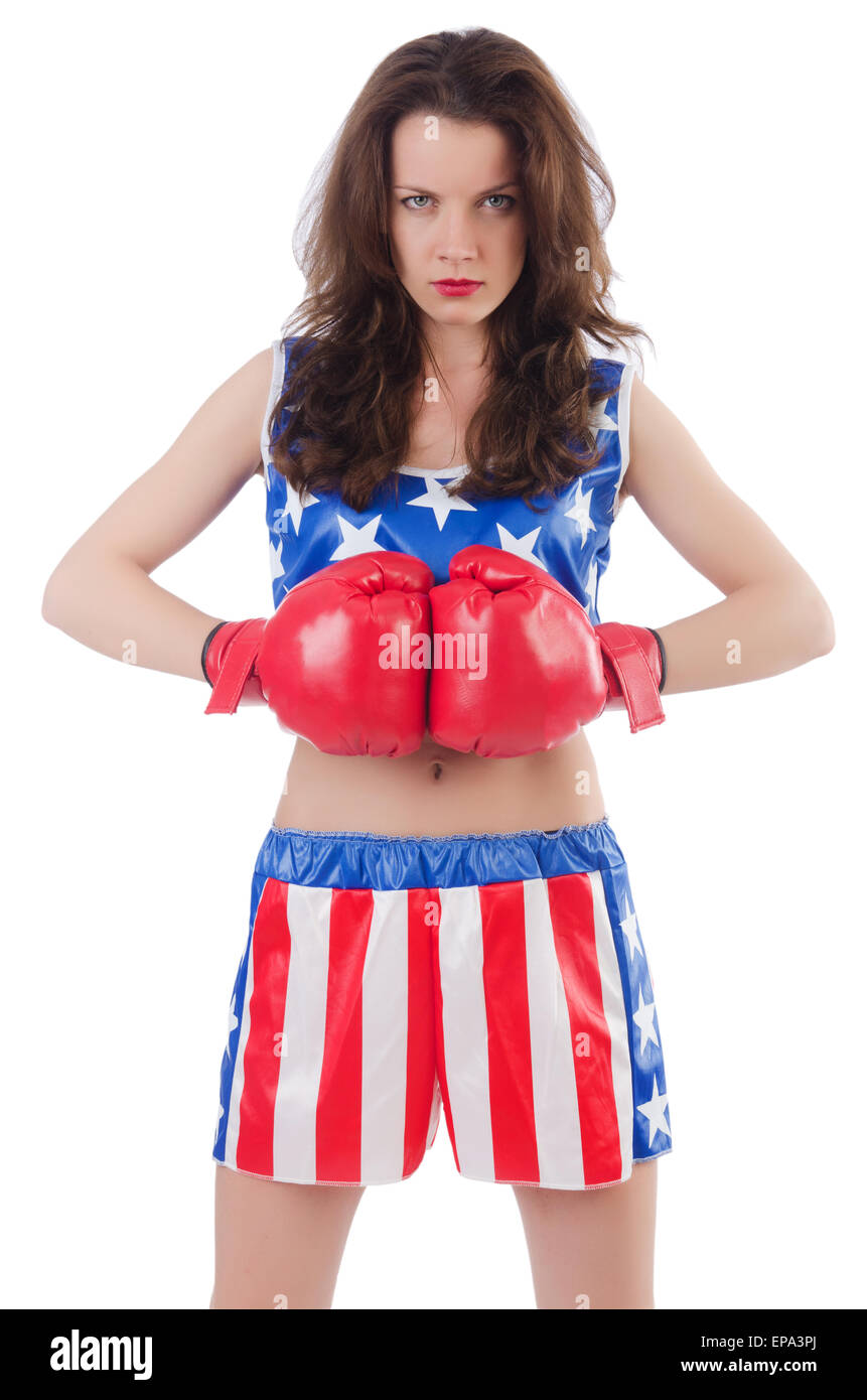 Woman boxer in uniform with US symbols Stock Photo - Alamy