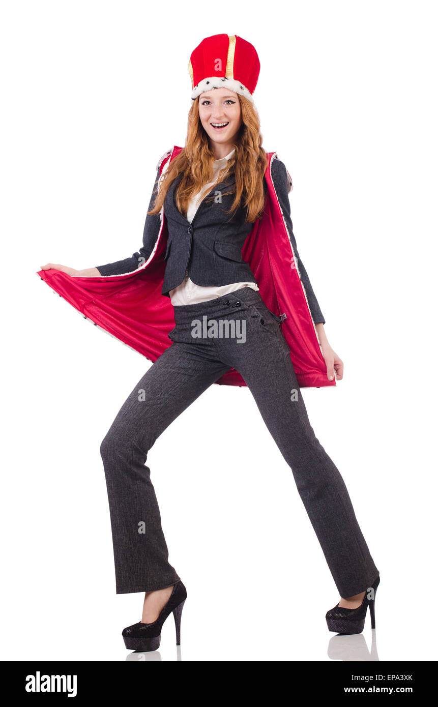 Woman queen isolated on the white background Stock Photo - Alamy