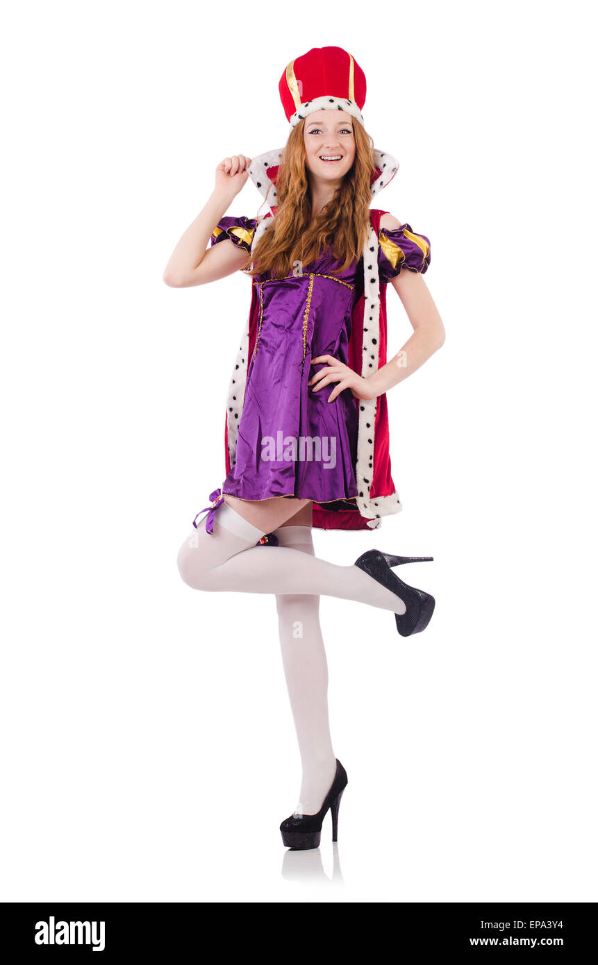 Woman queen isolated on the white background Stock Photo - Alamy