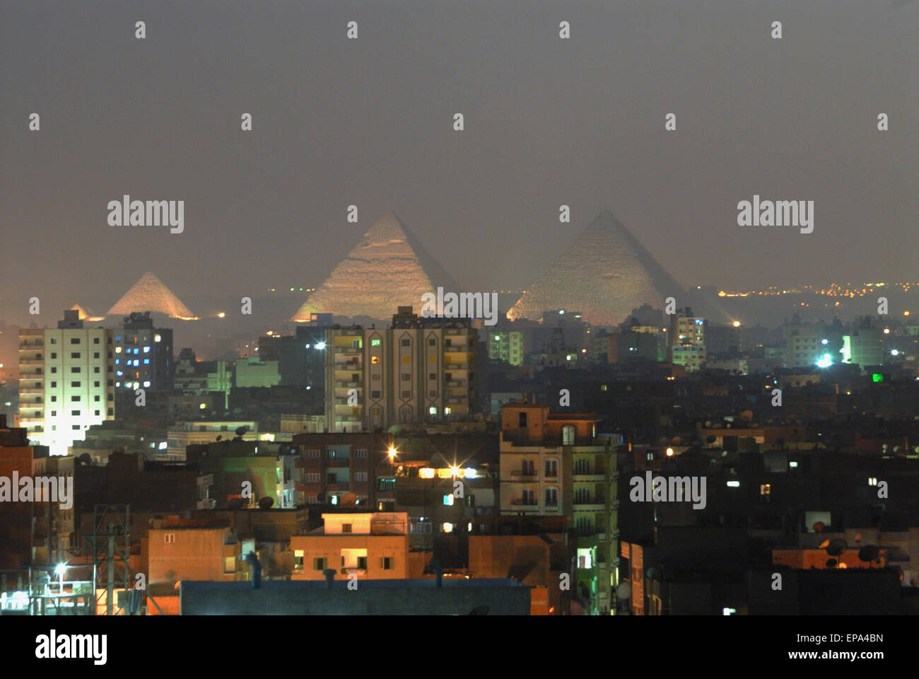 Pyramids at Night from Cairo Egypt Stock Photo - Alamy