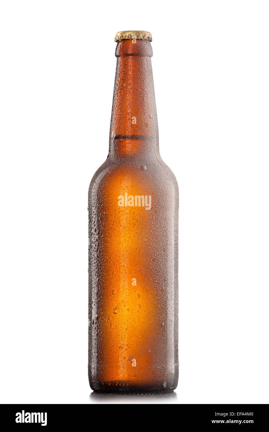 Beer bottle with water drops and frost isolated on white Stock Photo ...