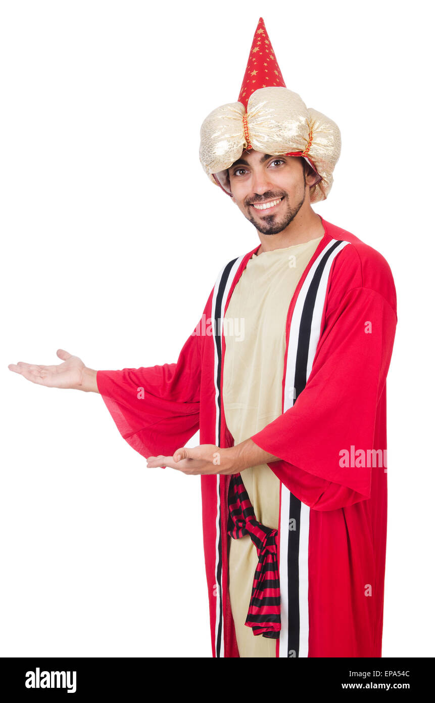 Wizard in costume isolated on the white Stock Photo - Alamy