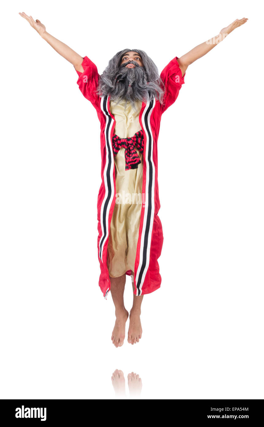 Jumping wizard isolated on white Stock Photo - Alamy