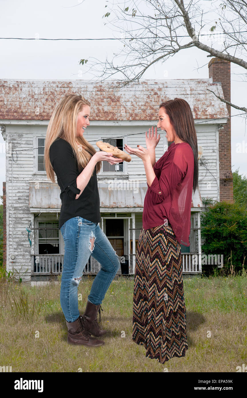 Women with Pie Stock Photo - Alamy