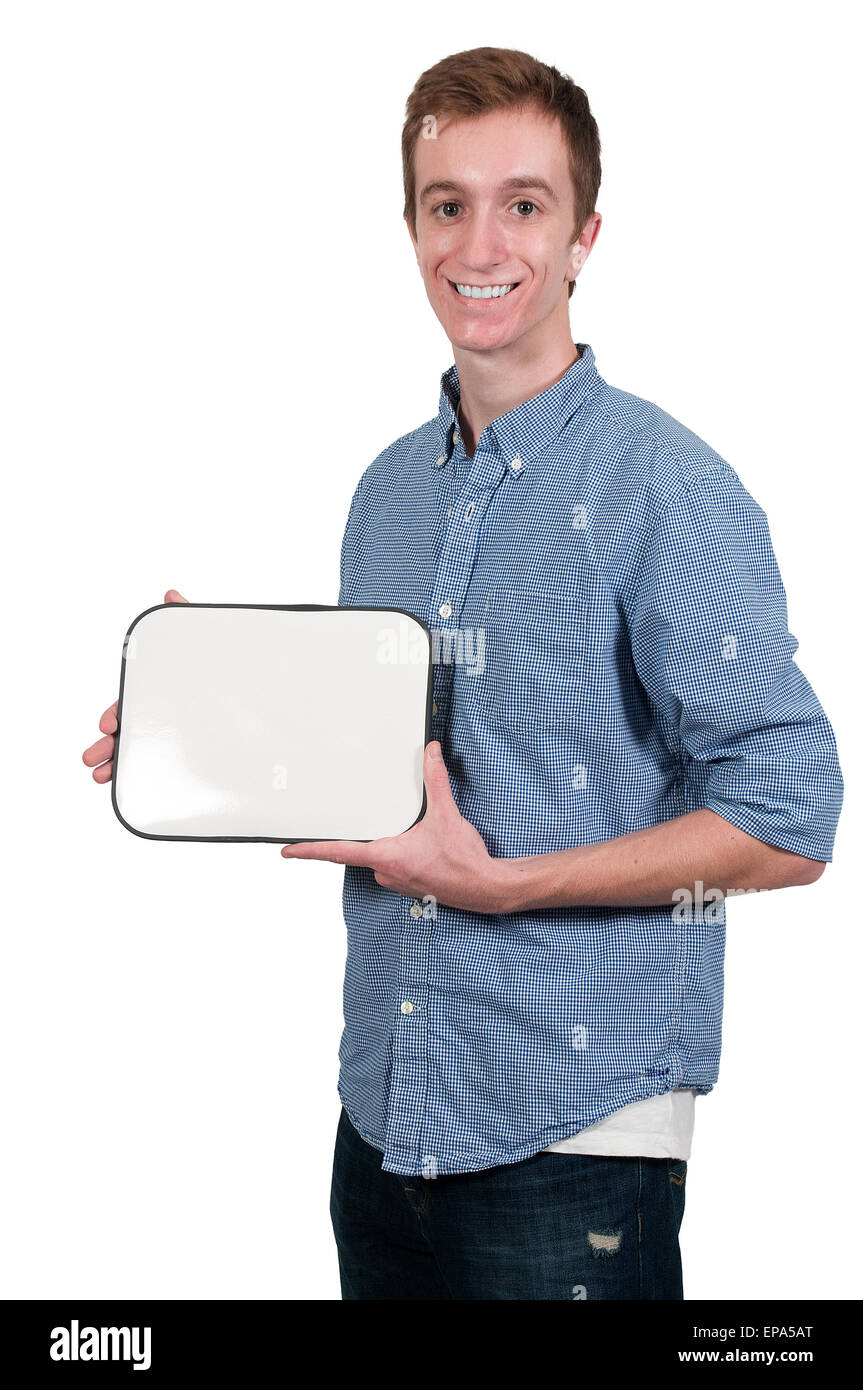 Man Holding Blank Sign Stock Photo - Alamy