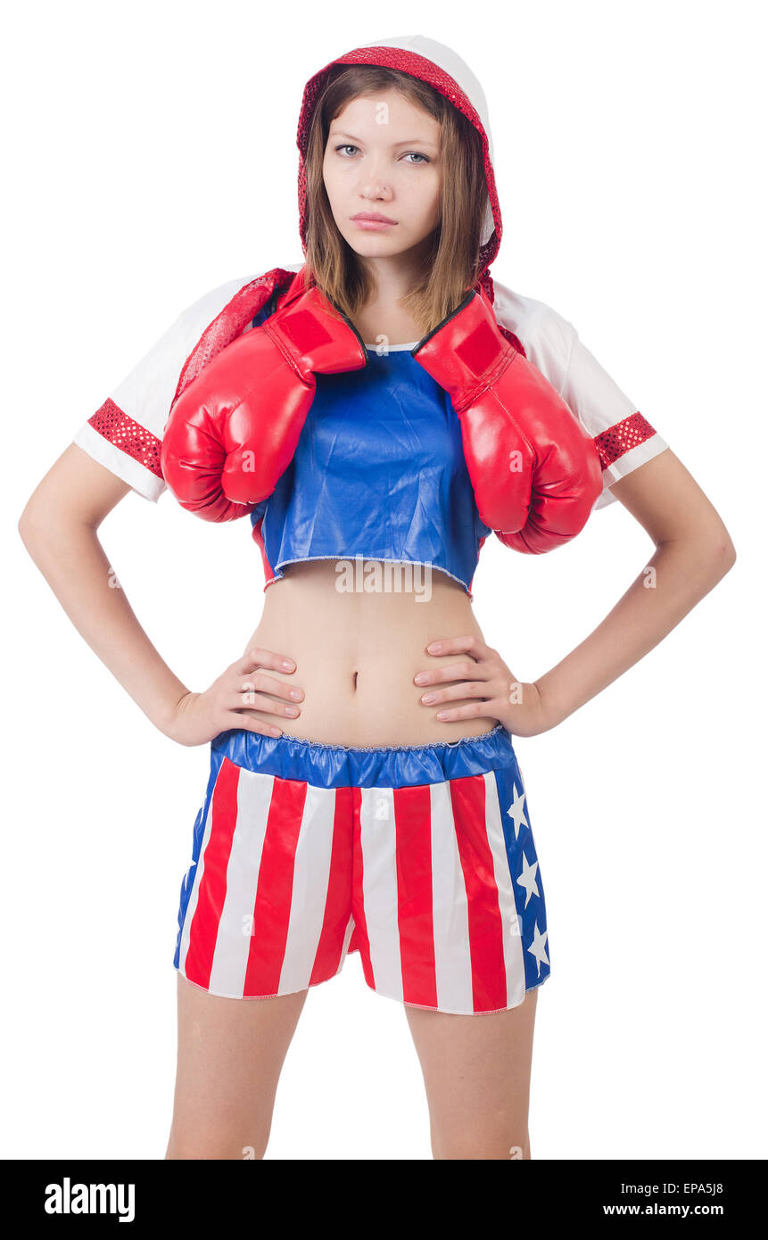 Woman boxer in uniform with US symbols Stock Photo - Alamy