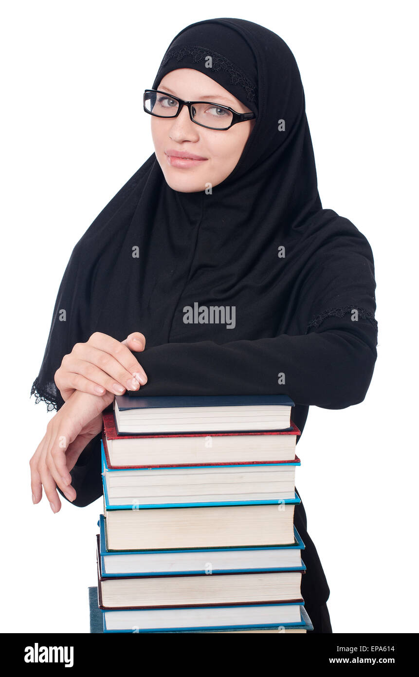Young muslim female student with books Stock Photo - Alamy