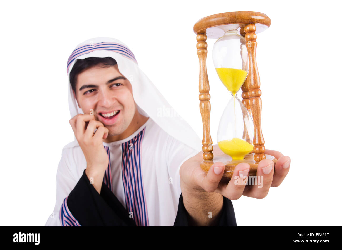 Arab man thinking about passage of time Stock Photo - Alamy