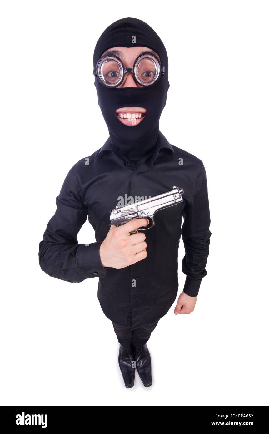 Funny gangster isolated on the white Stock Photo - Alamy